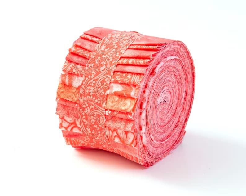 20 Pieces Fabric Cute, Beautiful It's All Coral Jelly Roll 2.5 inch pre-Cut, Cute 100% Cotton Fabric Quilting Strips 2.5"