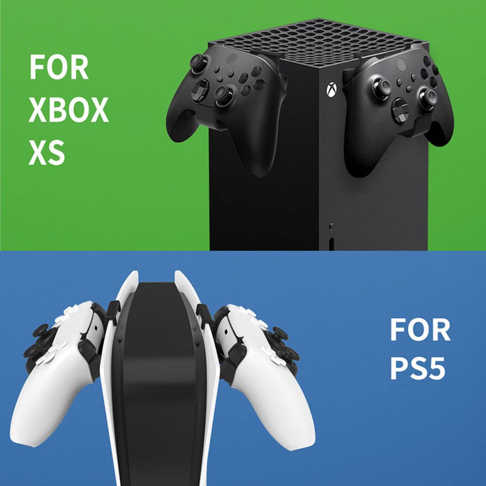 2 Pcs Hanger Holders for PS5 Headset, Controller Stand Mount for Xbox Series X, Storage Bracket for PlayStation 5/ Xbox Sereis X Controllers Without Screws and Adhesive Tape