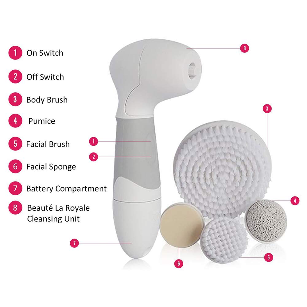 Facial Cleansing Brush 4 in 1 Kit Microdermabrasion Exfoliation Electric Waterproof Makeup Cleanser with 4 Brush Heads for Blackhead Remover Acne Dead Oily Sensitive Dry Skin