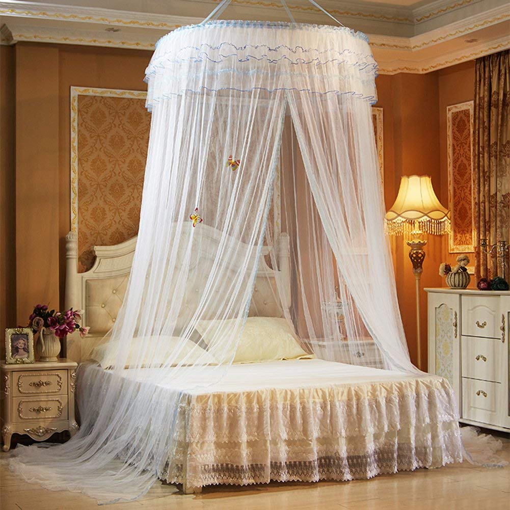 Princess Lace Dome Fantasy Mosquito Netting Hanging Round Canopy Bed Net Height 2.7 m/106 in