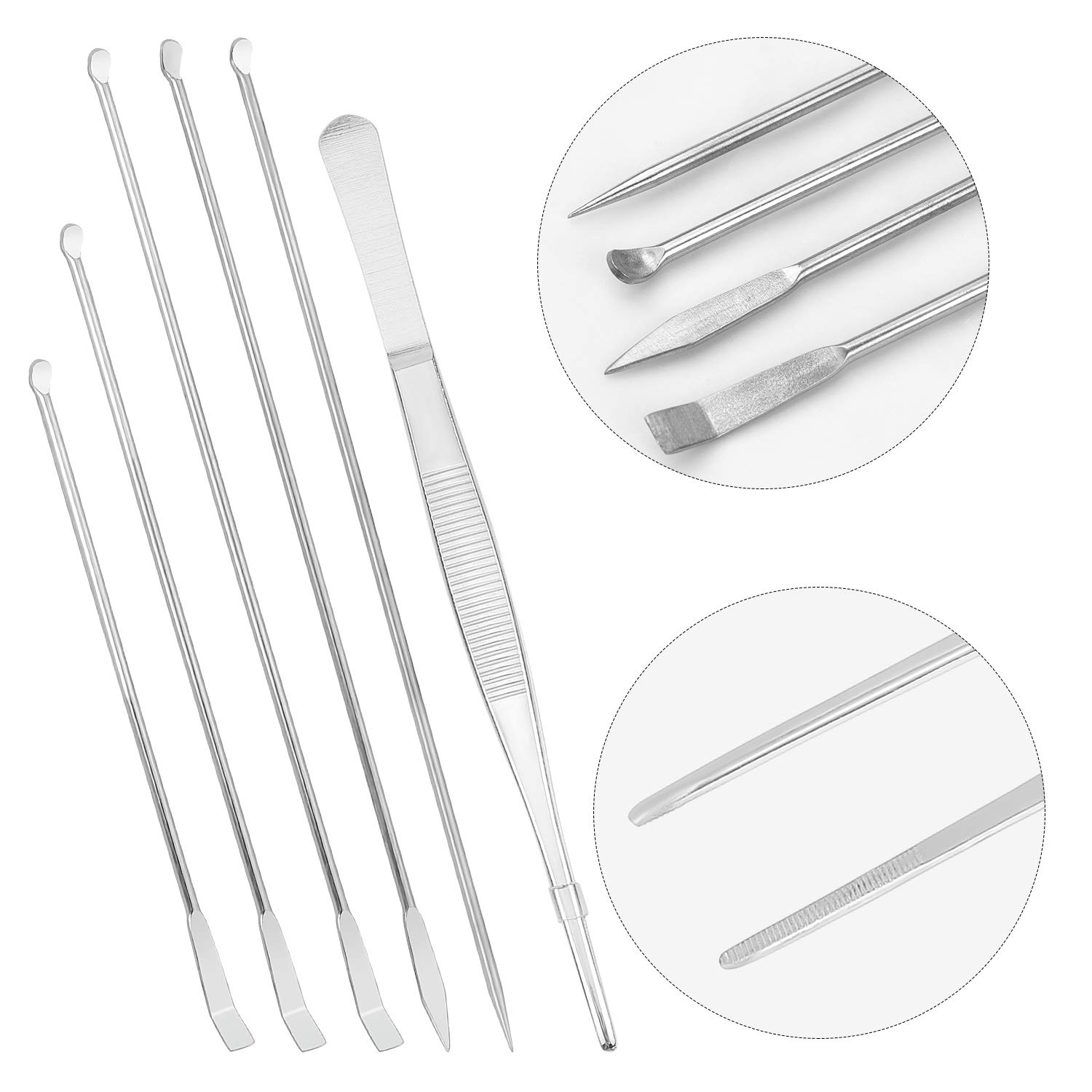 16 Pieces Stainless Steel Lab Spatula Micro Scoop Tweezers Set Laboratory Sampling Spoon Mixing Spatula for Powders