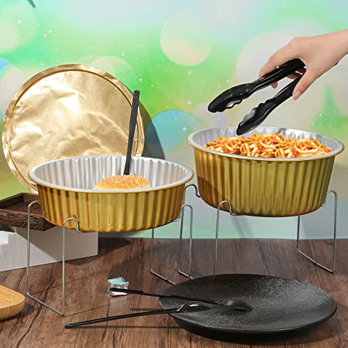 6 Set Disposable Chafing Dishes Buffet Set Chafer Wire Racks Stand Kit Dish Serving Trays Food Warmer Catering Supplies Include Chafer Pans Serving with Utensils and Buffet Stand for Party