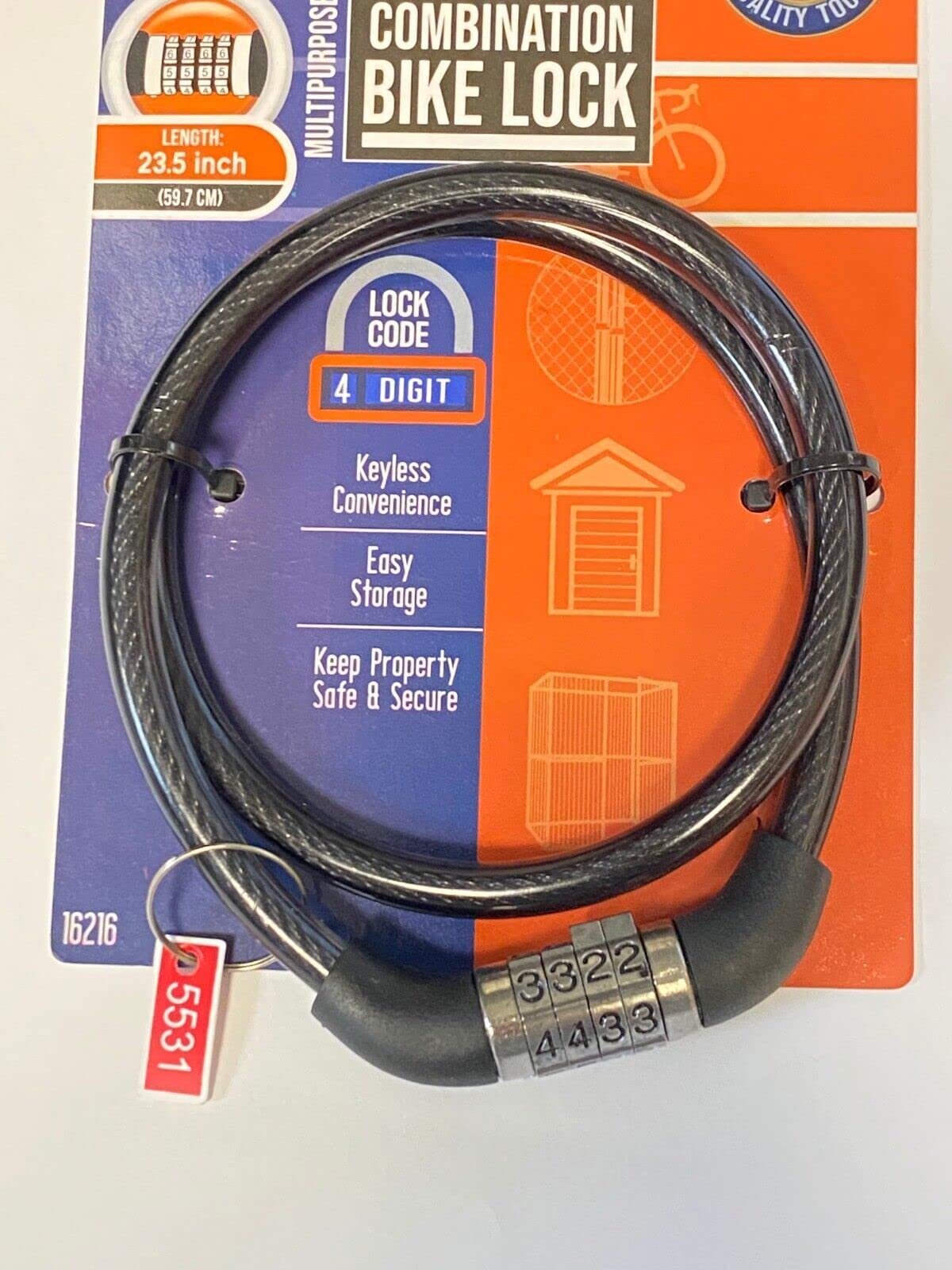 24 inches 4-Digital Bike Bicycle Code Combination Cable Lock Black Color