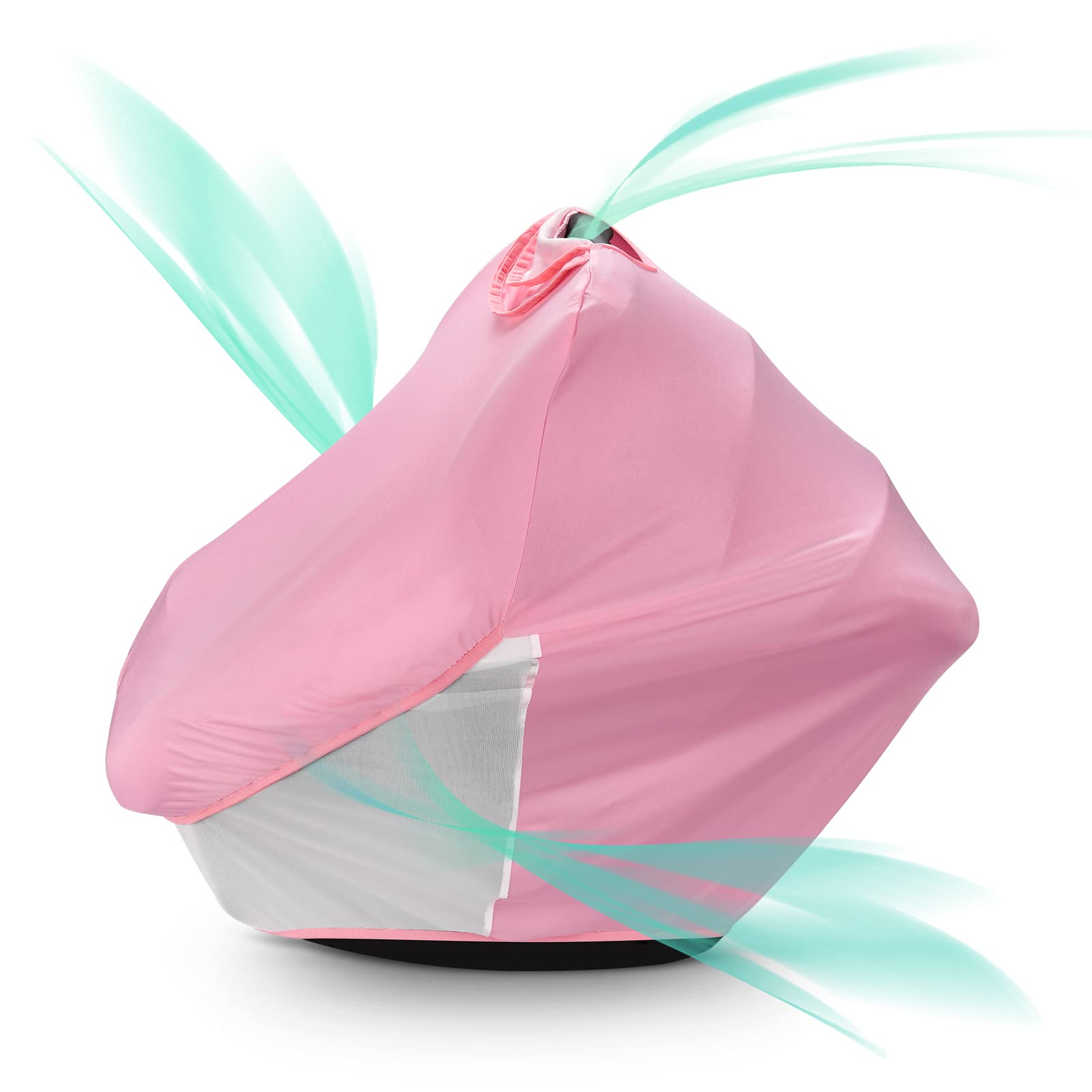 2-in-1 Baby Car Seat Cover, Infant Car Seat Canopy with Sun and Bug, Privacy Shade, Protects Babies from Mosquitoes, Wind, Sunlight, Universal Comfortable (Pink)