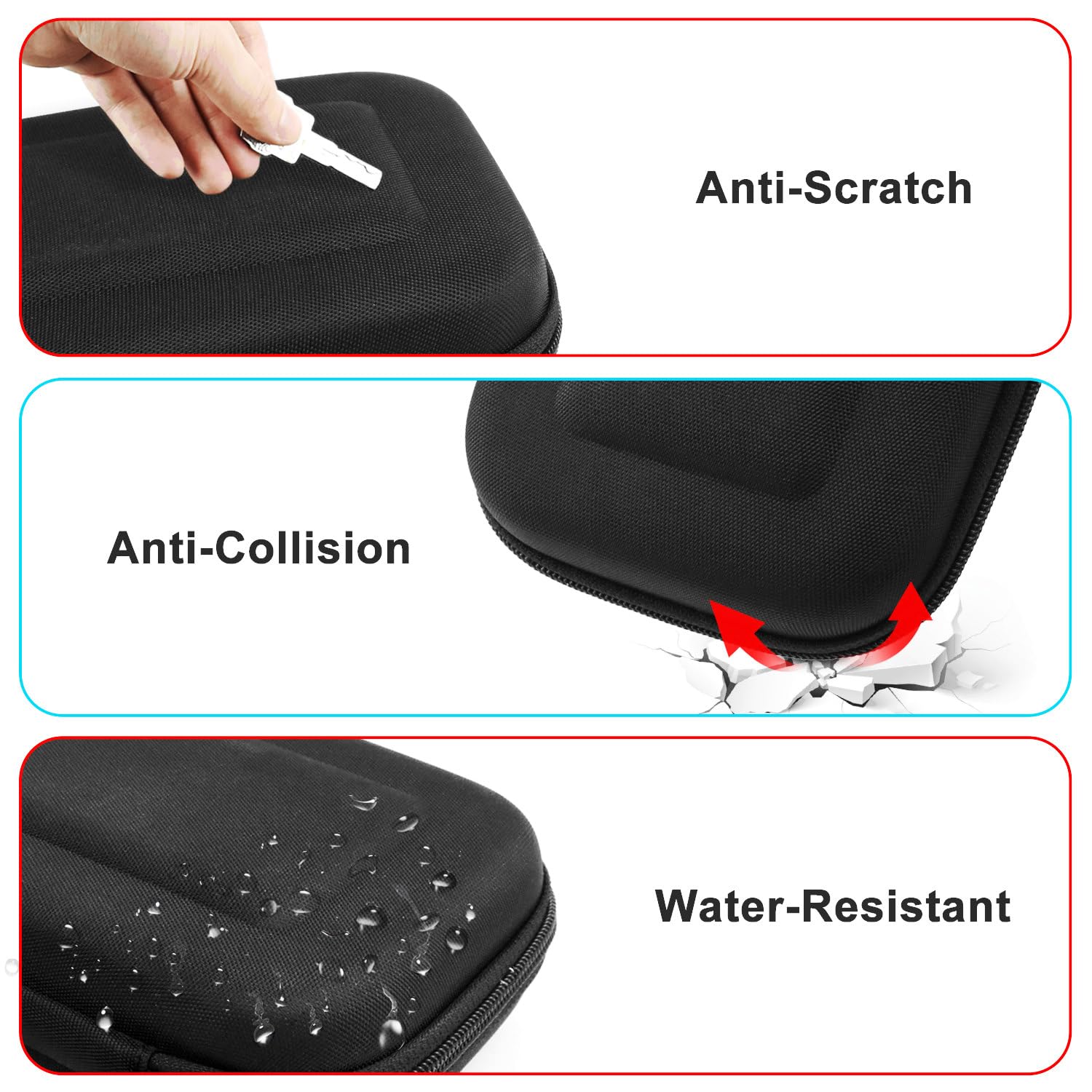 Accessories Kit for Nintendo Switch Games Starter, 2x Steering Wheel, 2x Grip Kit, 1x Travel Carry Case(5 in 1 Black)
