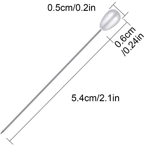 Corsage Boutonniere Pins Teardrop Pearl Head Pins Wedding Bouquet Pins White Straight Head Pins for DIY Crafts Jewelry Making Sewing Wedding Flower Decorations (100 Pieces with 1 Box)