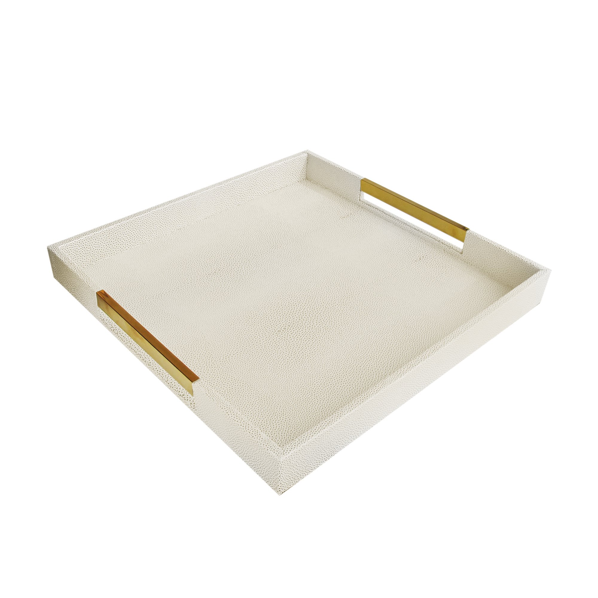 American Atelier Champagne Square Tray with Gold Handles