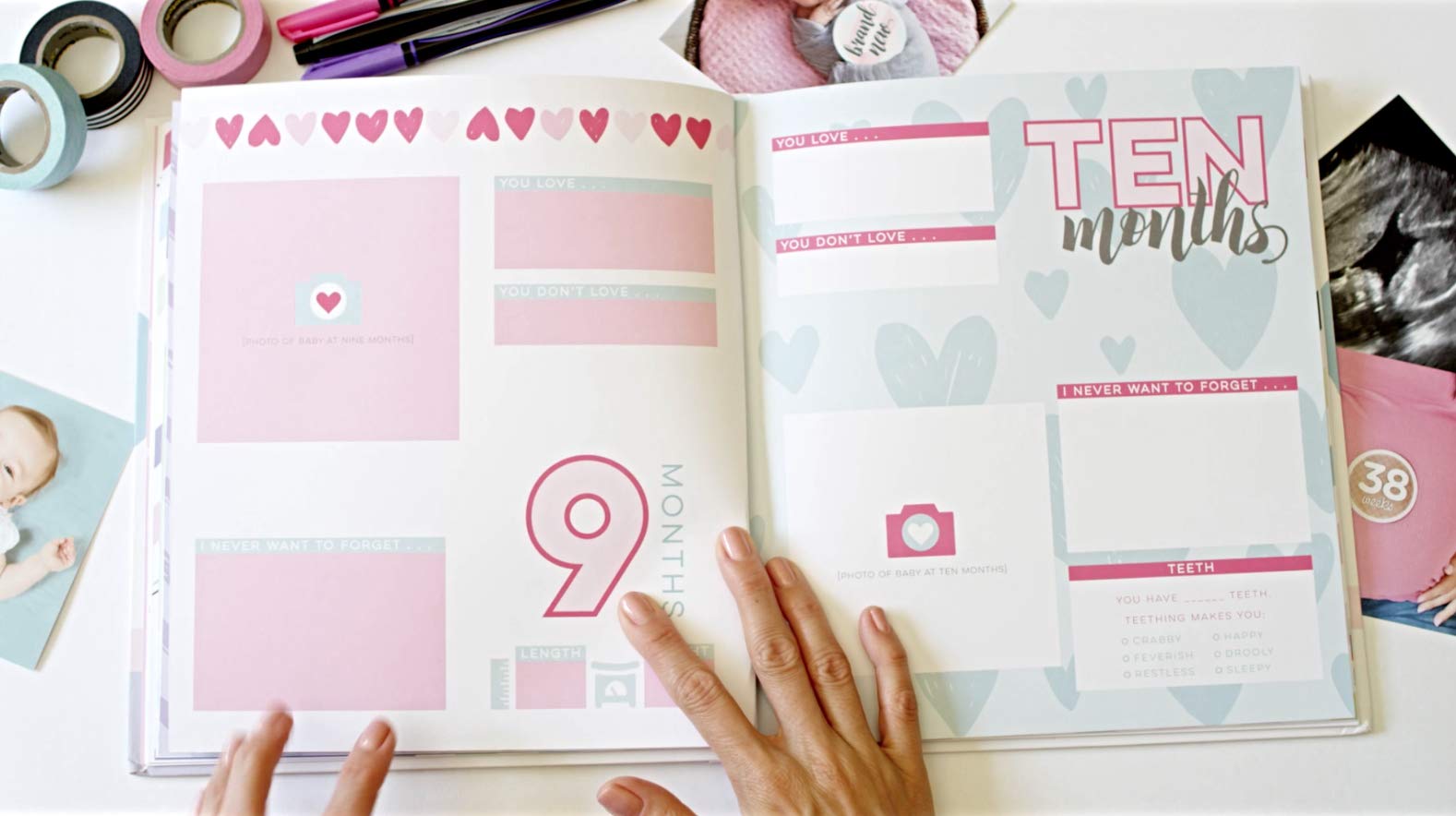 Bobee Hello Baby Memory Book, a journal scrapbook for girls milestones and memories first 5 years