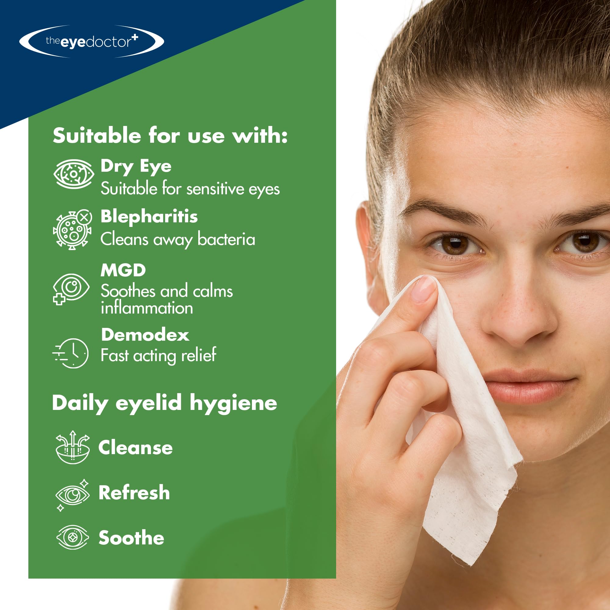 The Eye Doctor Tea Tree Oil Eyelid Wipes x80- - Eyelid Wipes For Blepharitis, MGD, Dry Eye & Demodex - Eyelid Cleanser - Lid Scrub For Eyes - Eyelid Scrub