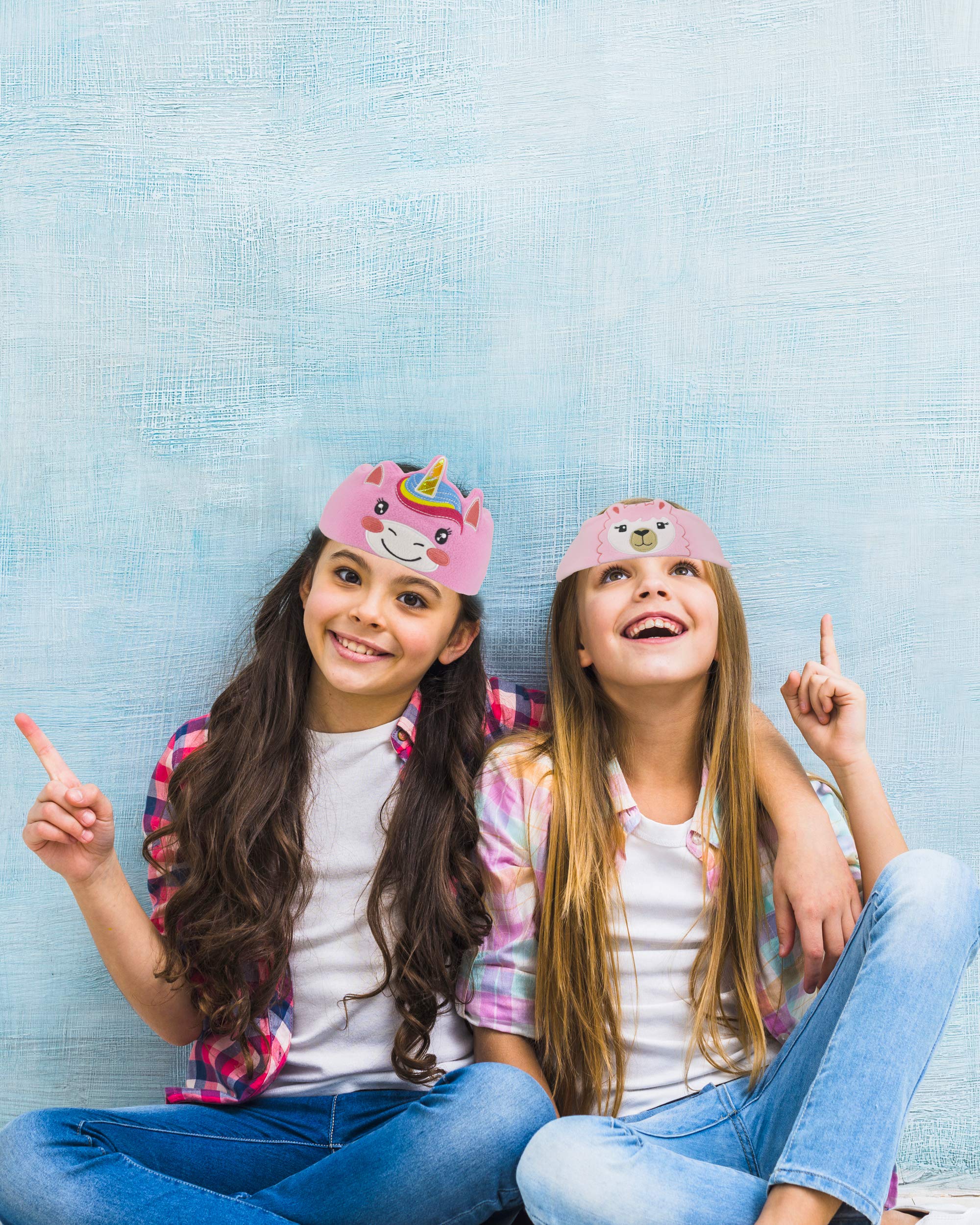 GenTek Kids Ear Headphones with Parental Volume Limiter to Protect Hearing, Washable Super Soft Fleece Headband with Ultra-Thin, Adjustable Removable Speakers (Llama-Pink)