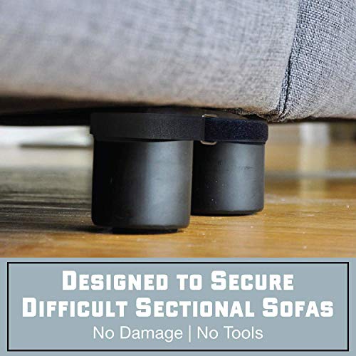 Couch Clamp PRO Non-Slip Sectional Connectors with Hook-and-Loop Cinch Clips for Sliding Sofas - Prevents Floor Scratches and Big Gaps in Your Couch with Easy Install No Tools Required (4 Pack)