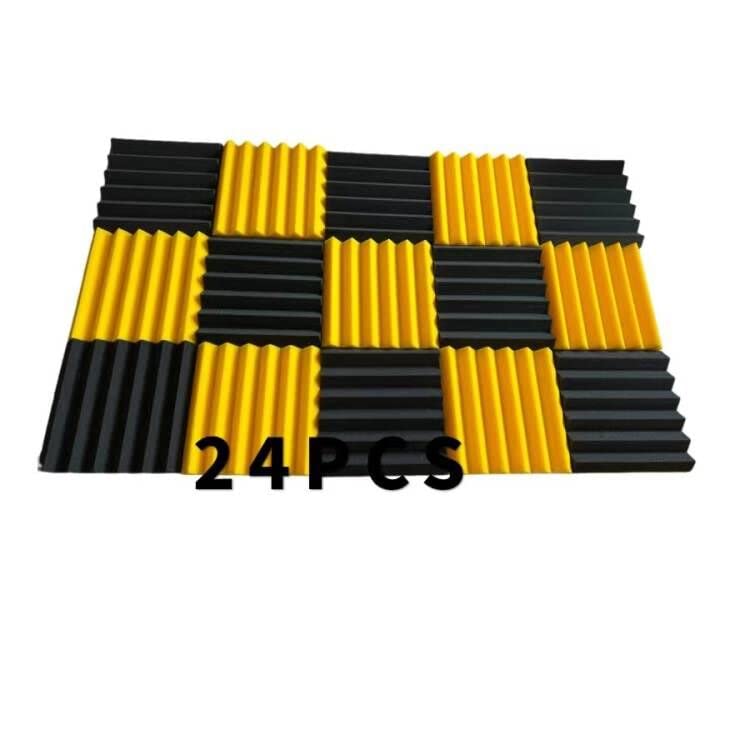 24 Pack Black Yellow 12 "X 12 "X2" Acoustic Panels Studio Soundproofing Foam Wedge Tiles