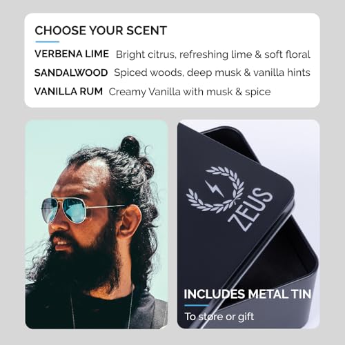 ZEUS Beard Starter Kit for Thick Beards, Natural Beard Shampoo, Beard Conditioner & Premium Refined Beard Oil (Made in USA) Vanilla Rum
