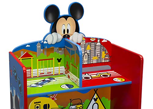 Delta Children Wooden Playhouse 4-Shelf Bookcase for Kids, Mickey Mouse