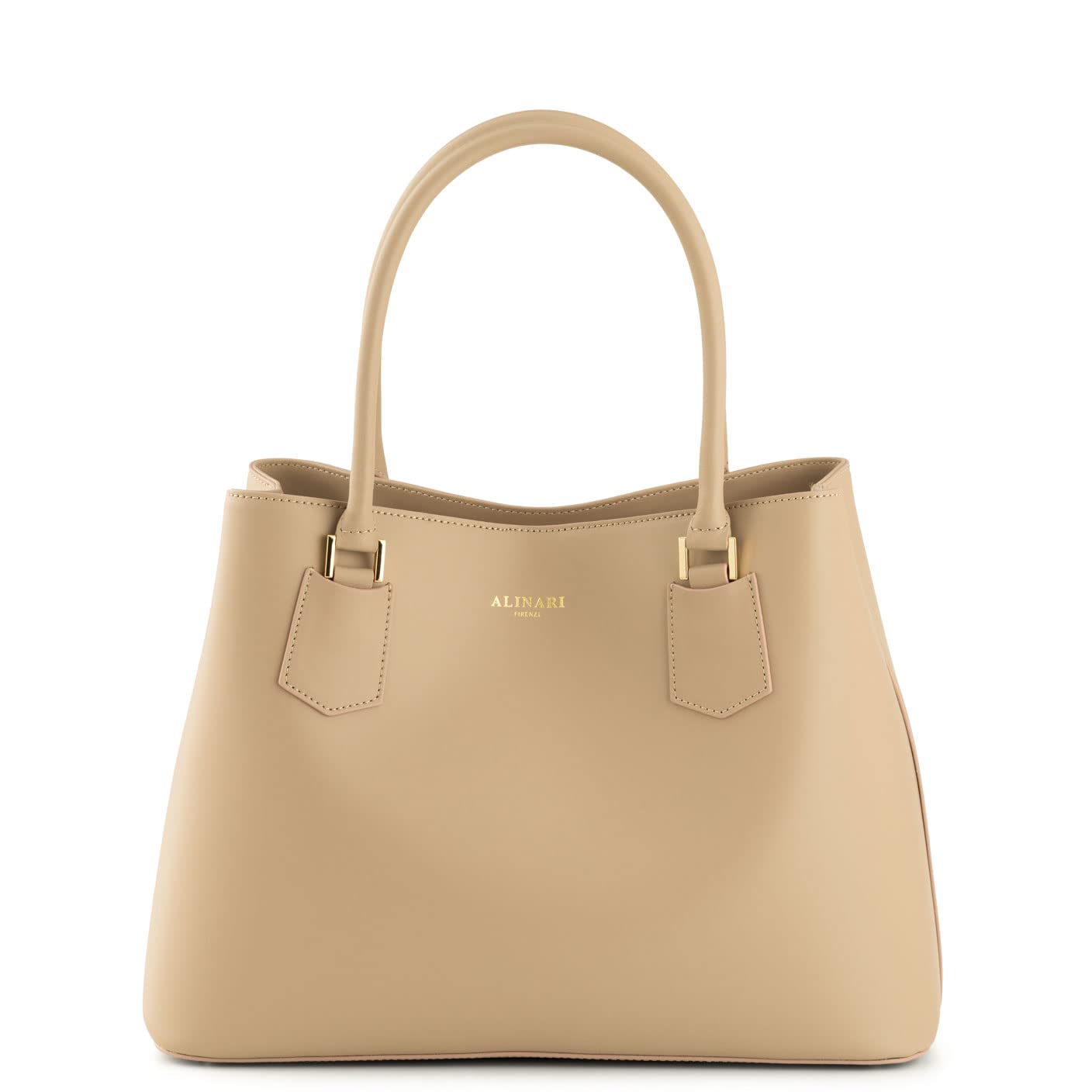 Alinari Firenze Leather Handbag for Women – Designer Tote Bag for Ladies in Elegant and Casual Style – Made in Italy (Taupe)