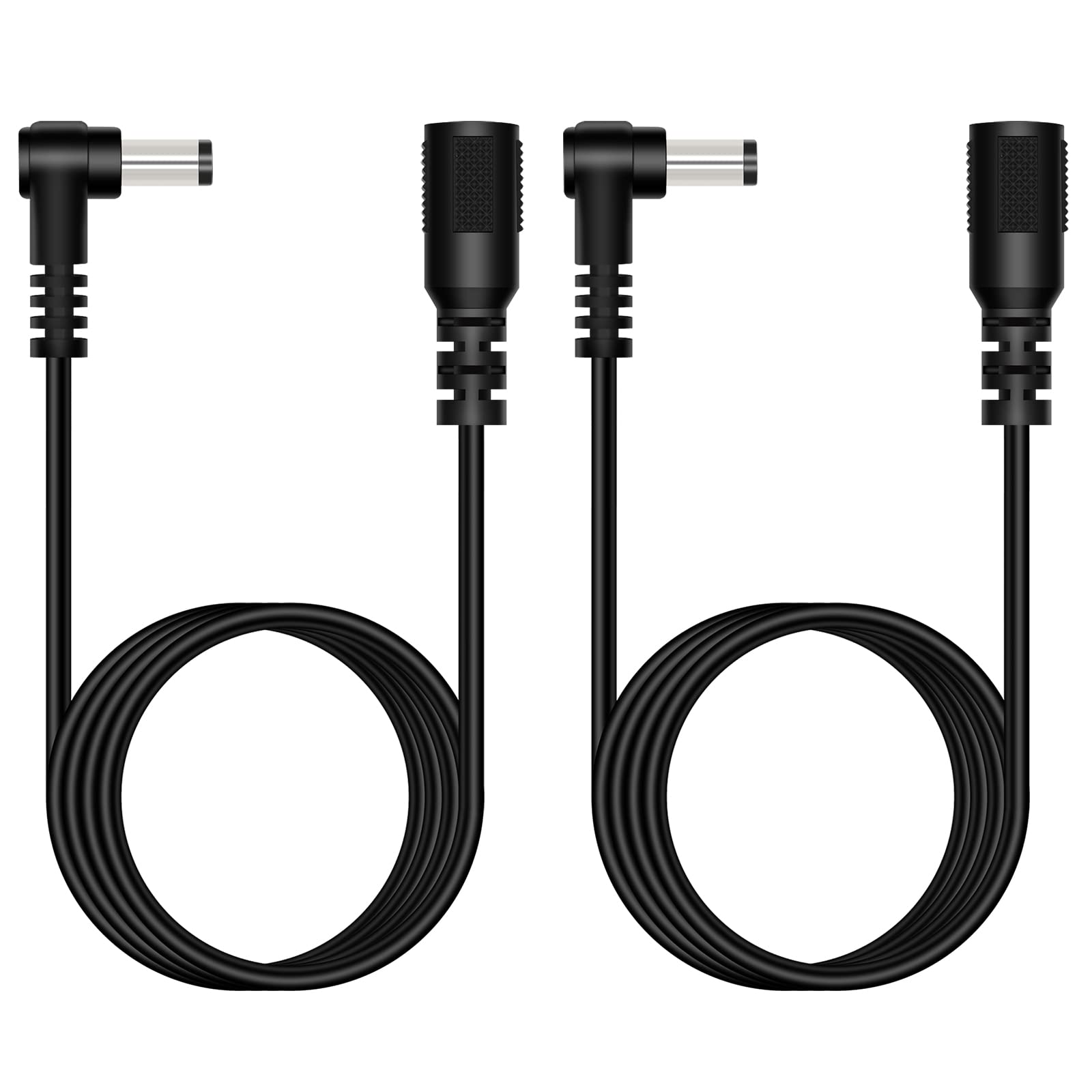 Fancasee (2 Pack 6 ft 5.5mm x 2.5mm DC Power Extension Cable 90 Degree Right Angle Male to Female Plug Jack Extension Cord for IP Camera CCTV Security Camera Surveillance LED