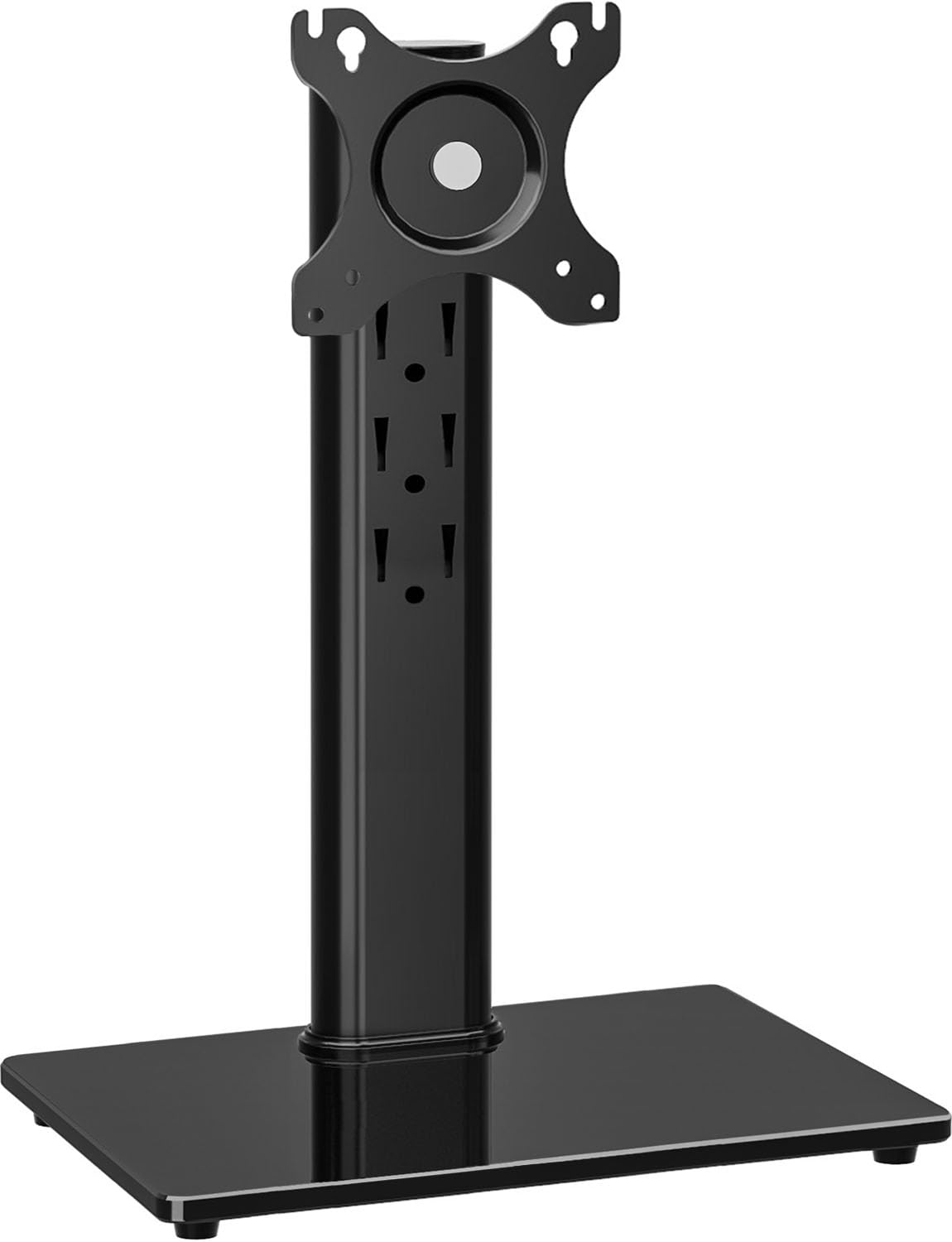 Single Computer Monitor Stand for 13-32 inch Screen, Height Adjustable Monitor Stand, Free Standing Monitor Desk Stand with Swivel, Tilt and Rotation VESA Mount, Black