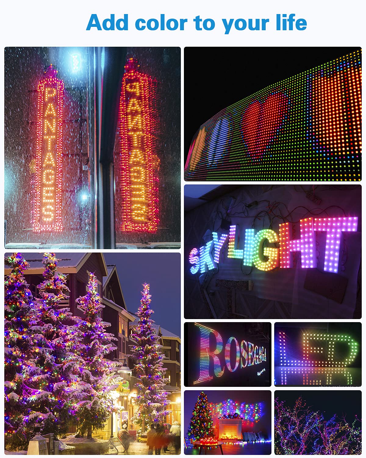 ALITOVE 12V WS2811 LED Pixels Addressable RGB Outdoor String Lights 50pcs 12mm Diffused Digital Dream Color Programmable LED Square Module Lights Waterproof IP68 for LED Screen Billboard Holiday