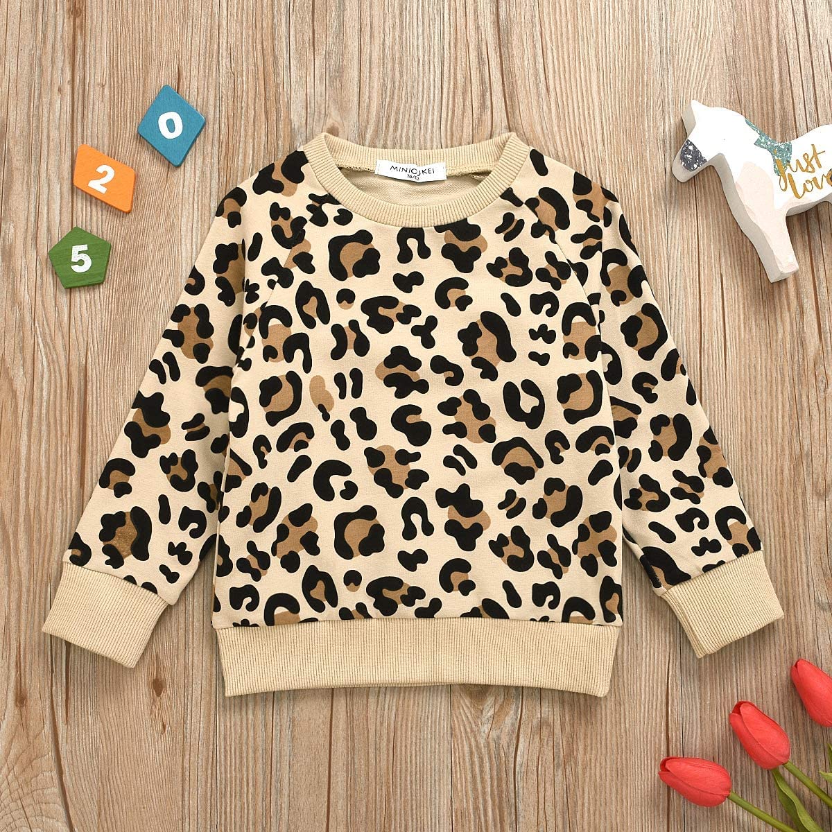 BOEBNOZCV Toddler Baby Girls Boy Leopard Print Sweater Long Sleeve Pullover Tops Blouse Sweatshirt Autumn Clothes (Leopard,5-6T)