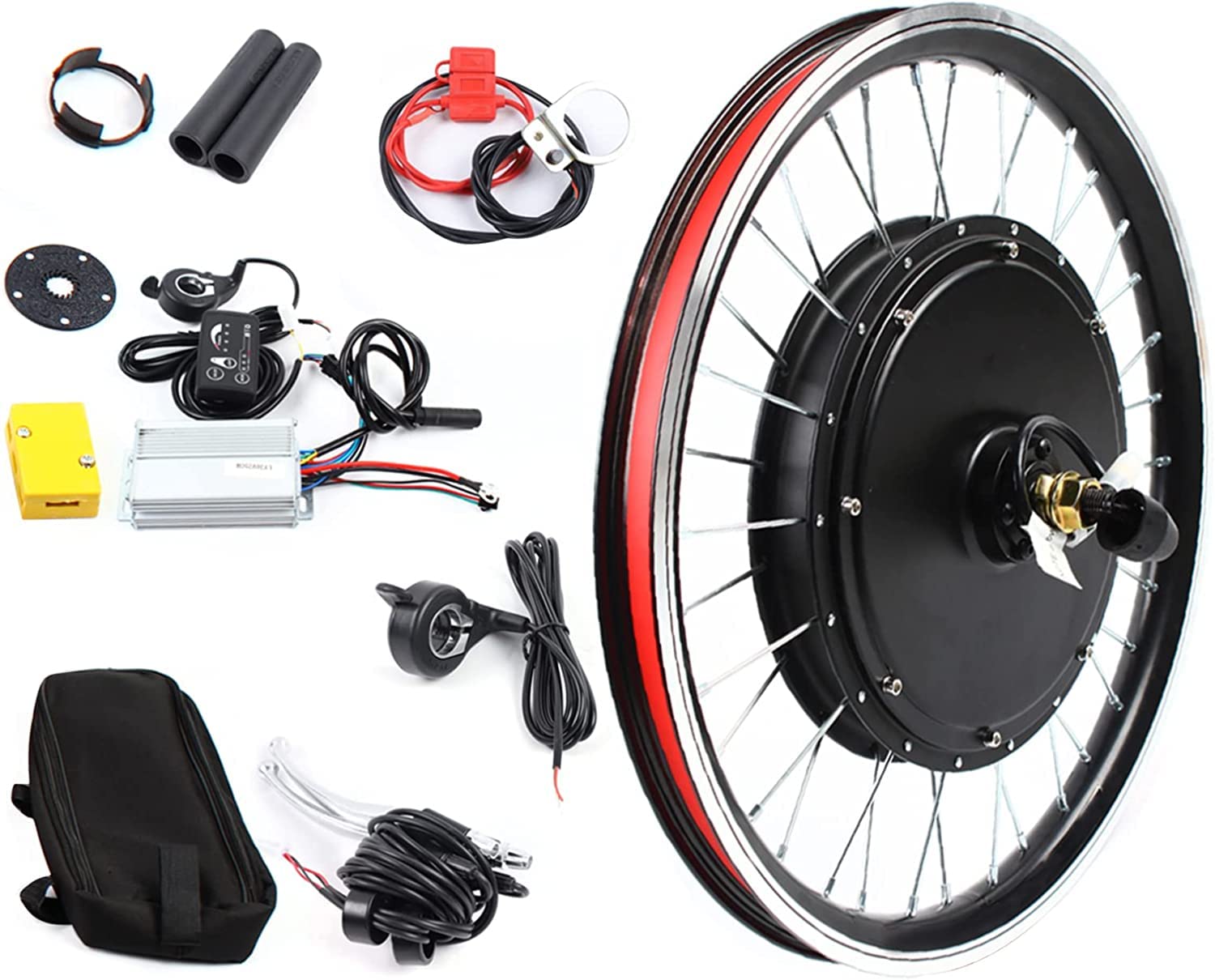 20'' Electric Bike Kit 48V 1000W E-Bike Conversion Kit Electric Bike Motor Front Wheel Kit with LED Display