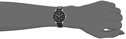 Anne Klein Women's Japanese Quartz Dress Watch with Faux Leather Strap, Black, 16 (Model: AK/3818GPBK)