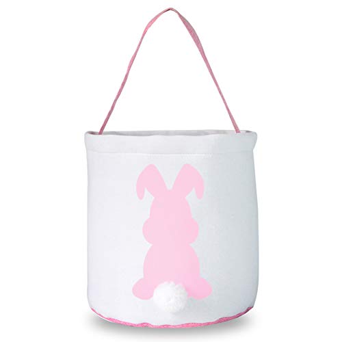 Easter Basket for Boys Girls Kids Baby, Easter Bunny Basket for Children, Easter Gifts for Baby, Easter Bucket for Boys Girls Kids, Easter Decorations Basket for Eggs Candy and Gifts Carry (Pink)
