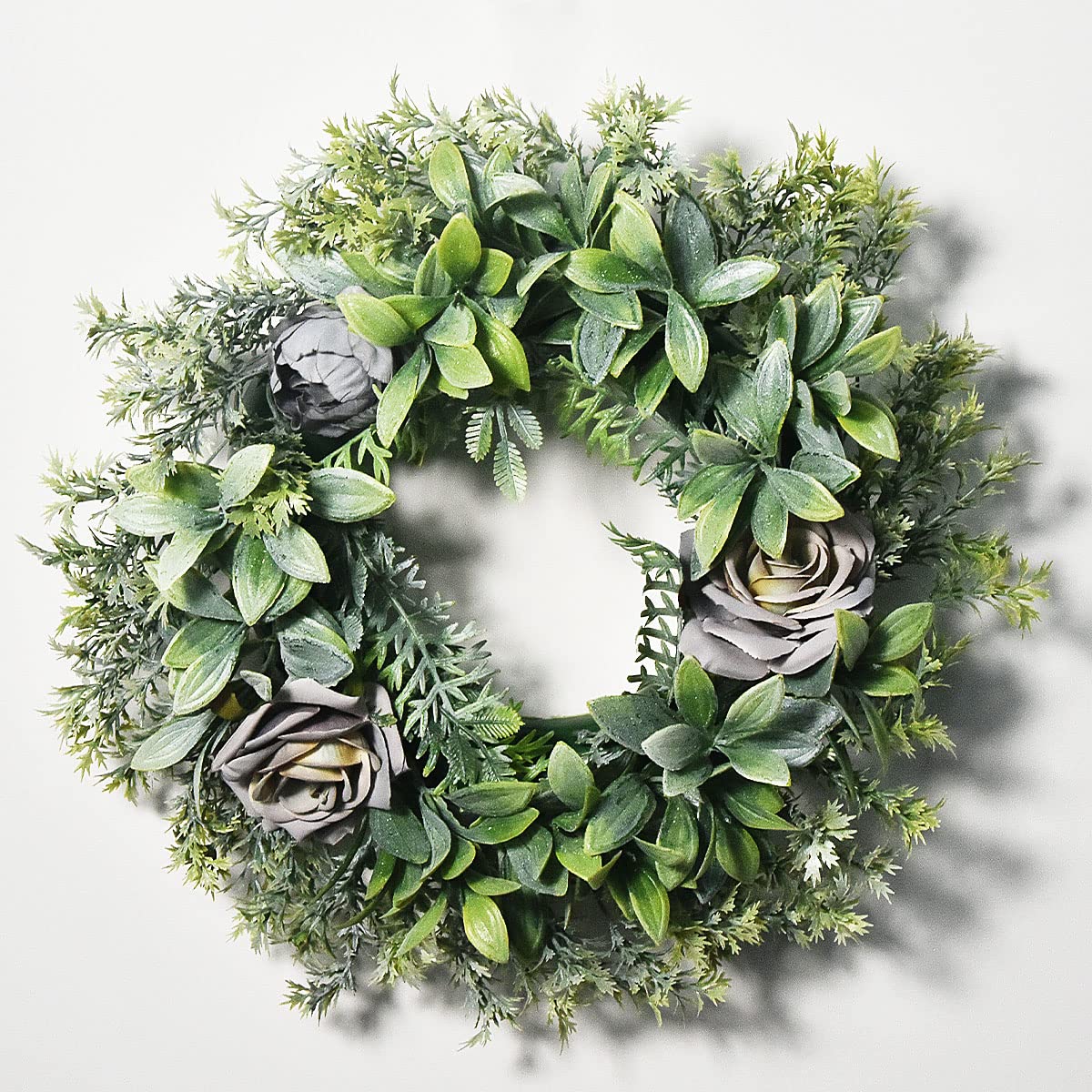 Artificial Wreath for Front Door Winter Spring Handcraft Greenery Wreaths for Indoor & Outdoor Decorations Hang The Wall Window Porch Farmhouse Patio Garden Home Décor (Rose Purple)