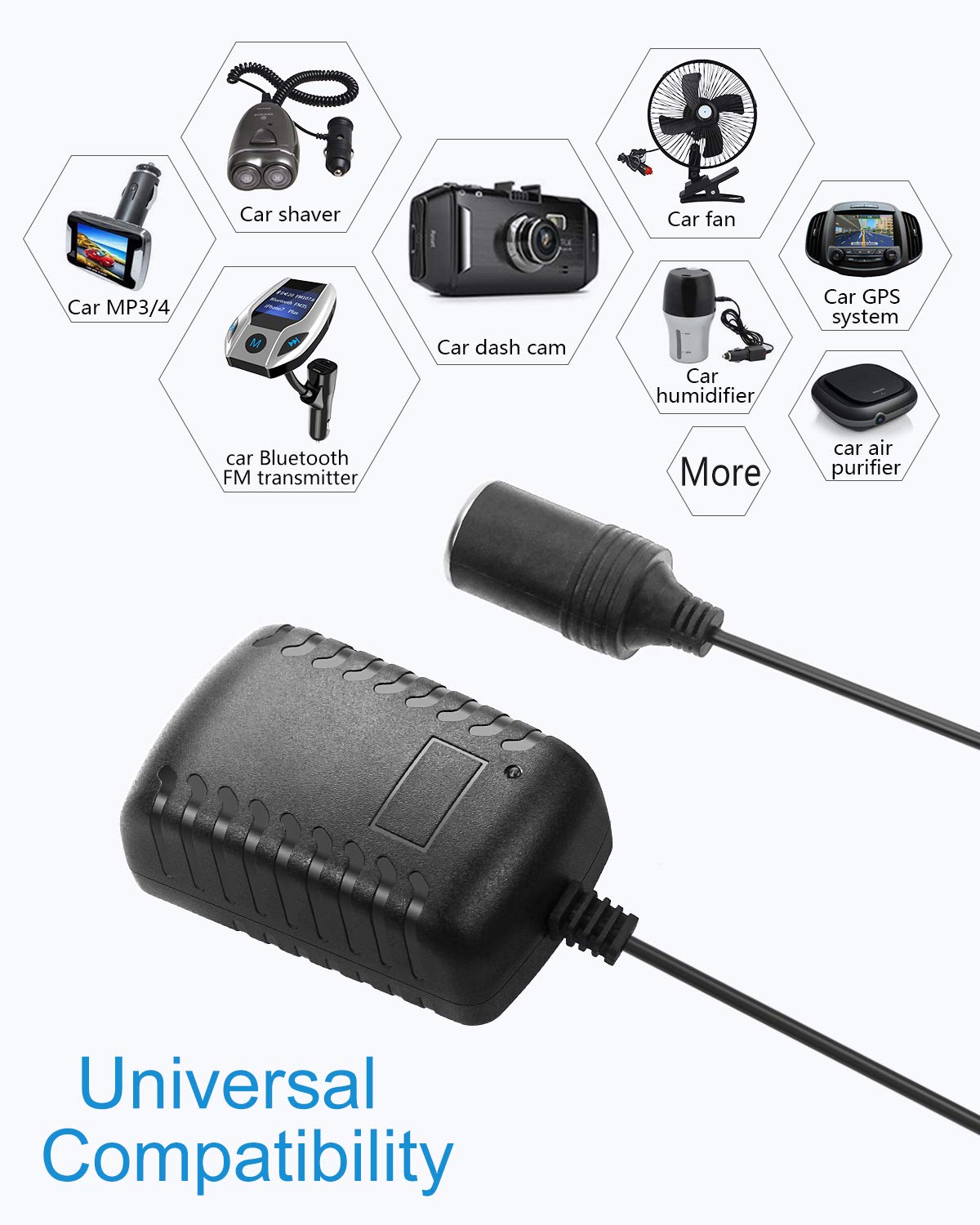 ALITOVE AC to DC Converter 12V 2A 24W Power Supply 110V to 12V Converter AC/DC Adapter with Car Cigarette Lighter Socket 100~240V AC In for Car Shaver MP3/MP4 player Car Dash Cam Bluetooth Transmitter