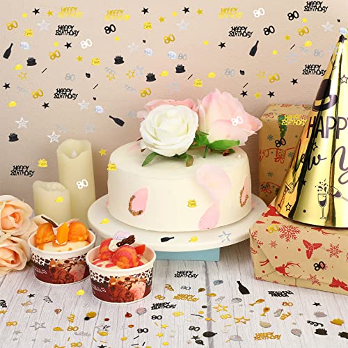 3000 Pieces Table Confetti Happy Birthday Confetti Table Confetti Birthday Cake Confetti Foil Metallic Sequins Confetti for Table Cake Party Decoration Anniversary DIY Craft Supplies (80th)