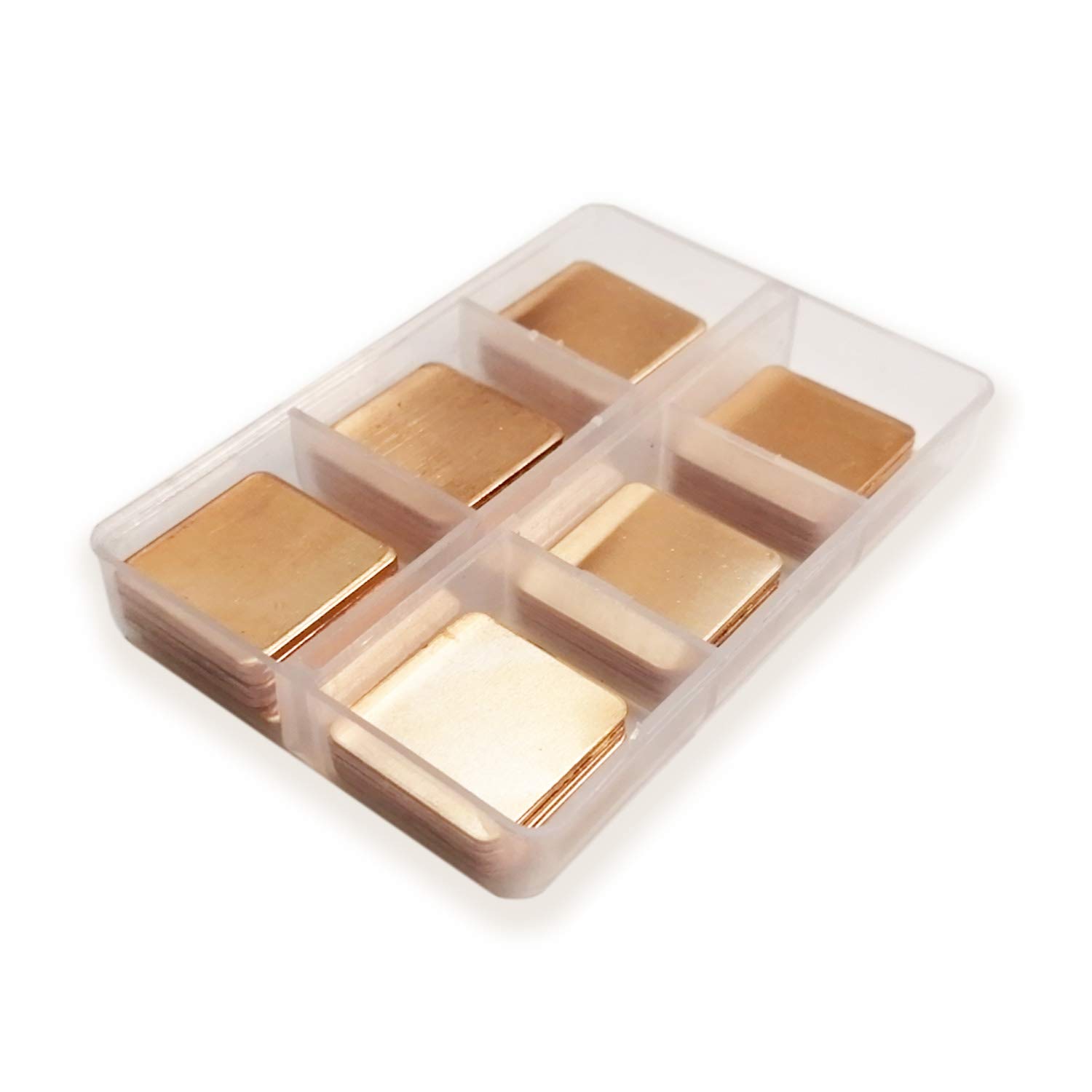 Easycargo 40pcs 6 Sizes 20mm Copper Pad Shim Thermal Assortment Kit, Pure Copper Heatsink C1100, Low Profile Thermal Plate Cooler for Cooling CPU GPU VGA RAM VRM VRAM PS5 SSD NVMe M.2 2280 2242 2230