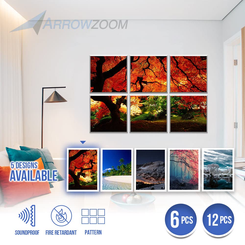 Arrowzoom 6 Felt Wall Art Acoustic Panel Display Stylish Decorative Acoustical Tiles Noise Reduction Recording Studio Room Home Treatment Strong Adhesive DIY Nature Design C 23.6 x 35.4 in AZ1228