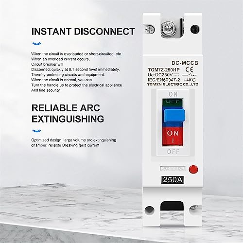 1P DC 250V DC Solar Molded Case Circuit Breaker MCCB Overload Protection Switch Protector for Solar Photovoltaic PV (Size : 150A)
