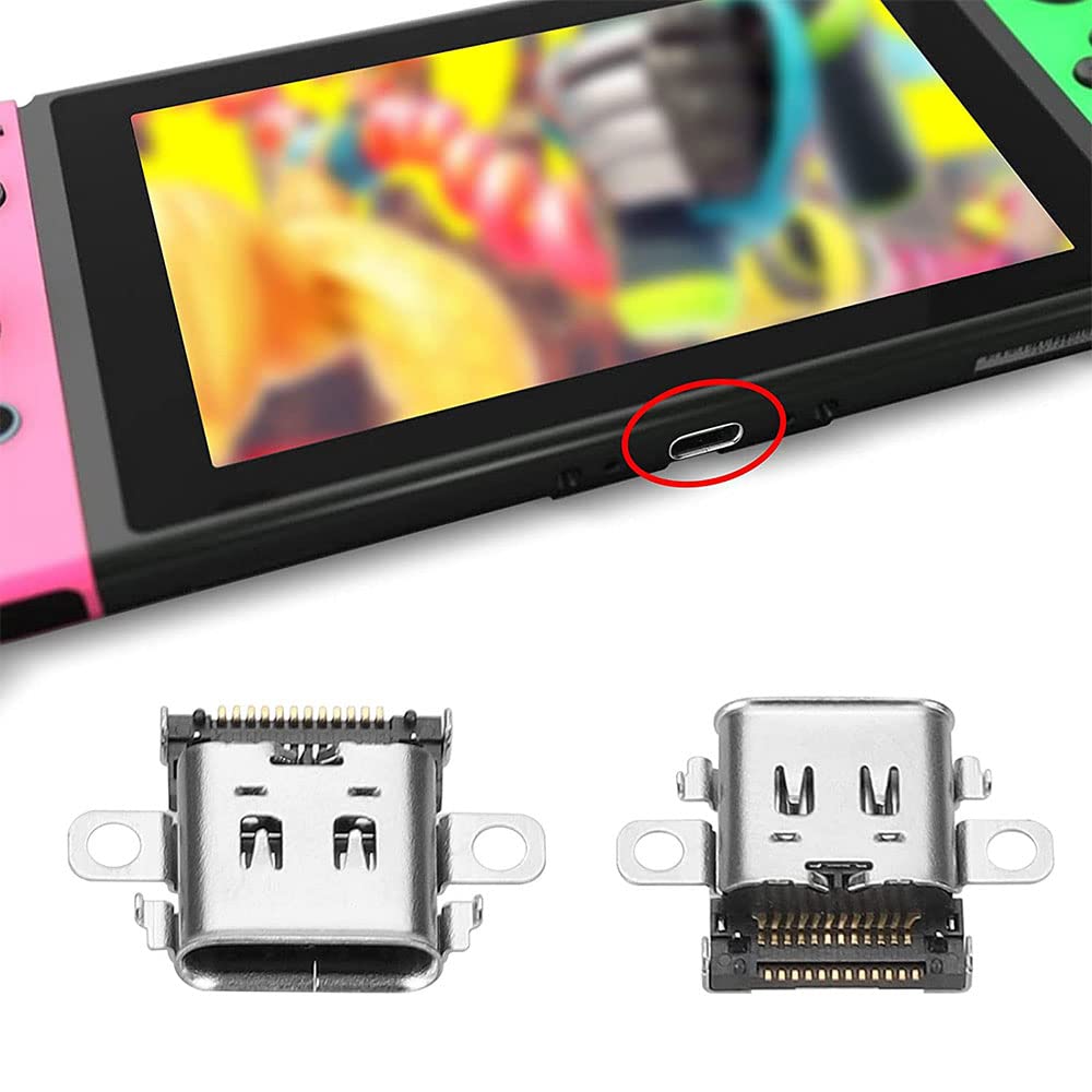 2 Pack Replacement 12-pin Type C Sync Power Charge Charging Socket USB C Port for Nintendo Switch