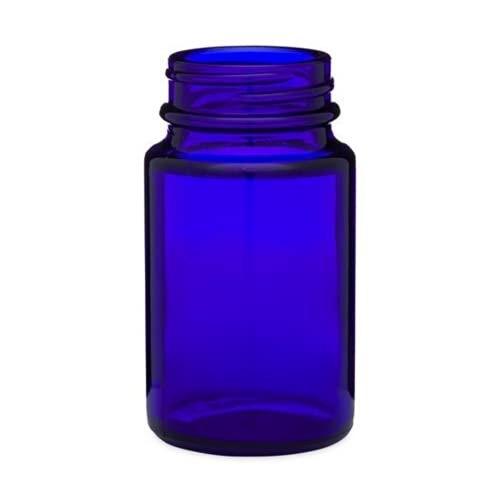 VALHALLA SPA LUXURY ORGANIC LIFESTYLE Glass Wide Mouth Packer Bottle Cobalt Blue 2.5oz (75ml) With Cap