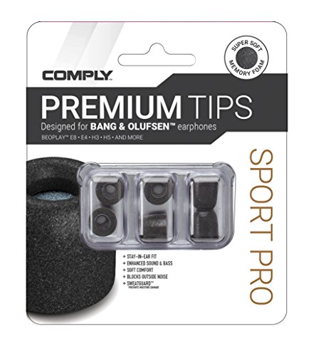 Comply Sport Pro Memory Foam Earphone Tips for B&O (Medium, 3 Pairs), Black
