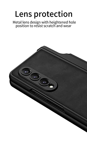 BAILI Samsung Galaxy Z Fold4 Leather Case with S Pen Holder & Screen Protector,Integrated Shell and Membrane Galaxy Z Fold4 Case,360° All-Inclusive Cover Attached Kickstand for Galaxy Z Fold 4 Grey