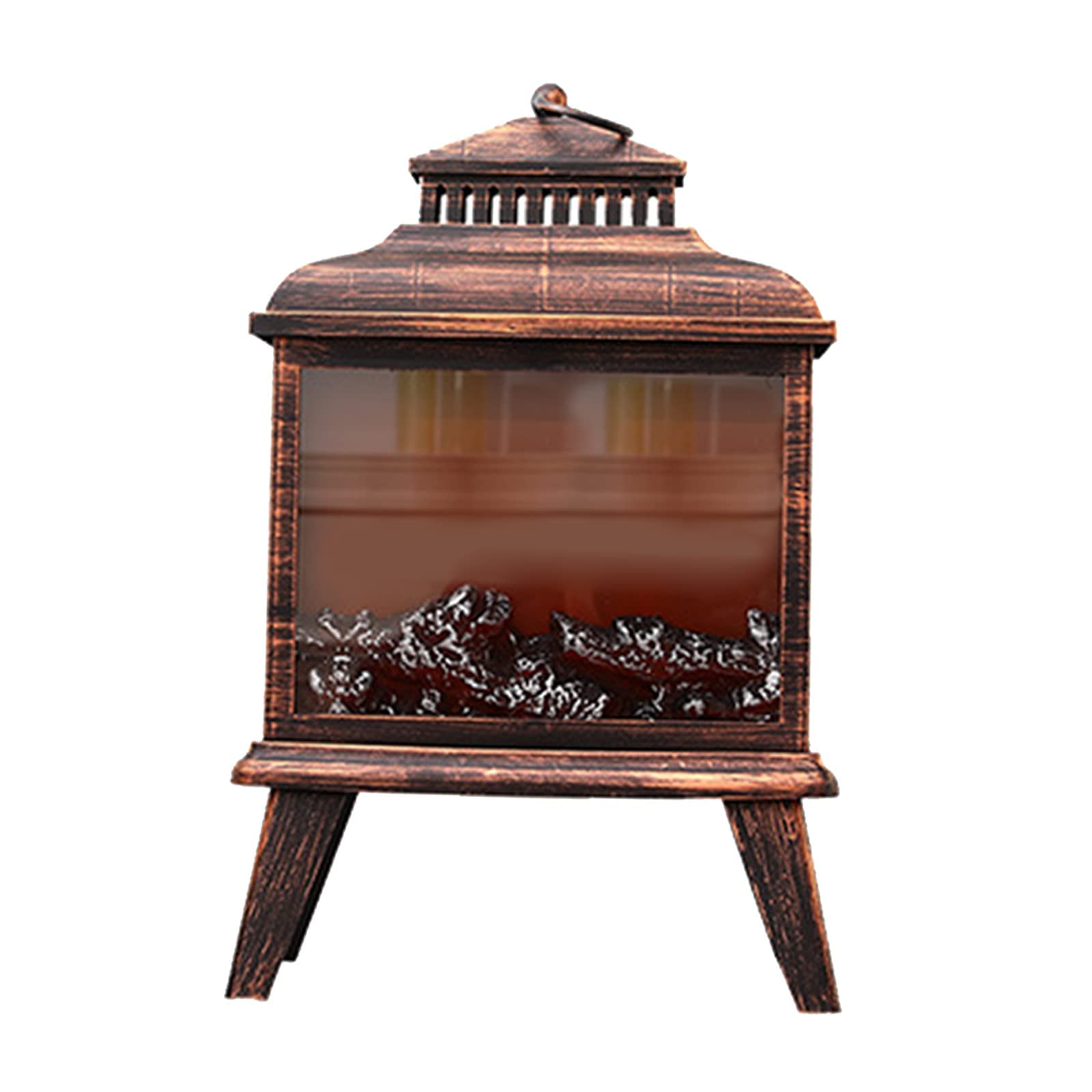 Backbayia 3D Hanging Flameless Lantern Retro Style Decorative Night Lamp for Home Living Room Garden Office (31x15.5x48cm)