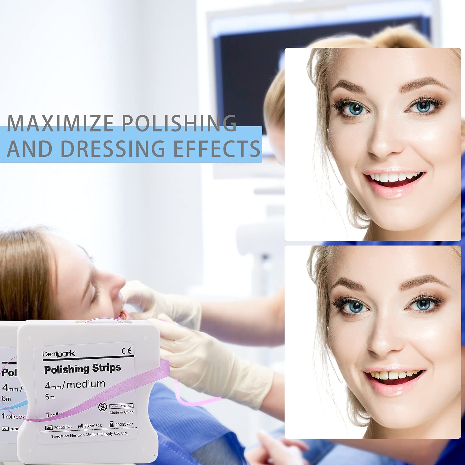 faruijie Dental Polishing Strip - Dental File for Teeth Sanding Grinding Deep Teeth Cleaning Tool Teeth Abrasive Finishing Strip Dental Care 4mm x 6M 1Roll