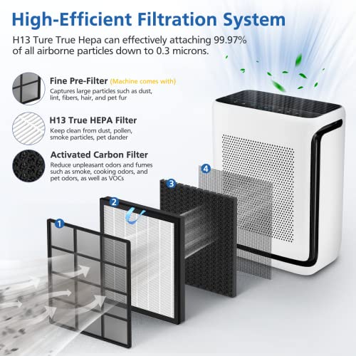 2 Pack Vital 200S Replacement Filter Compatible with LEVOIT Vital 200S Air Purifie-r, 3-in-1 H13 Grade True HEPA, High-Efficiency Activated Carbon Vital 200S-P Replacement Filter, Vital 200S-RF