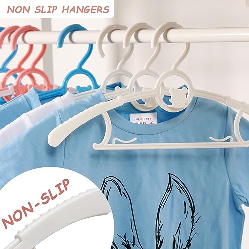 40 Pack Baby Hangers for Closet Plastic Kids Hangers Clothes Space Saving Hangers Non Slip Extendable Baby Hangers for Nursery Toddler Heavy Duty Clothing Hangers Bulk, White