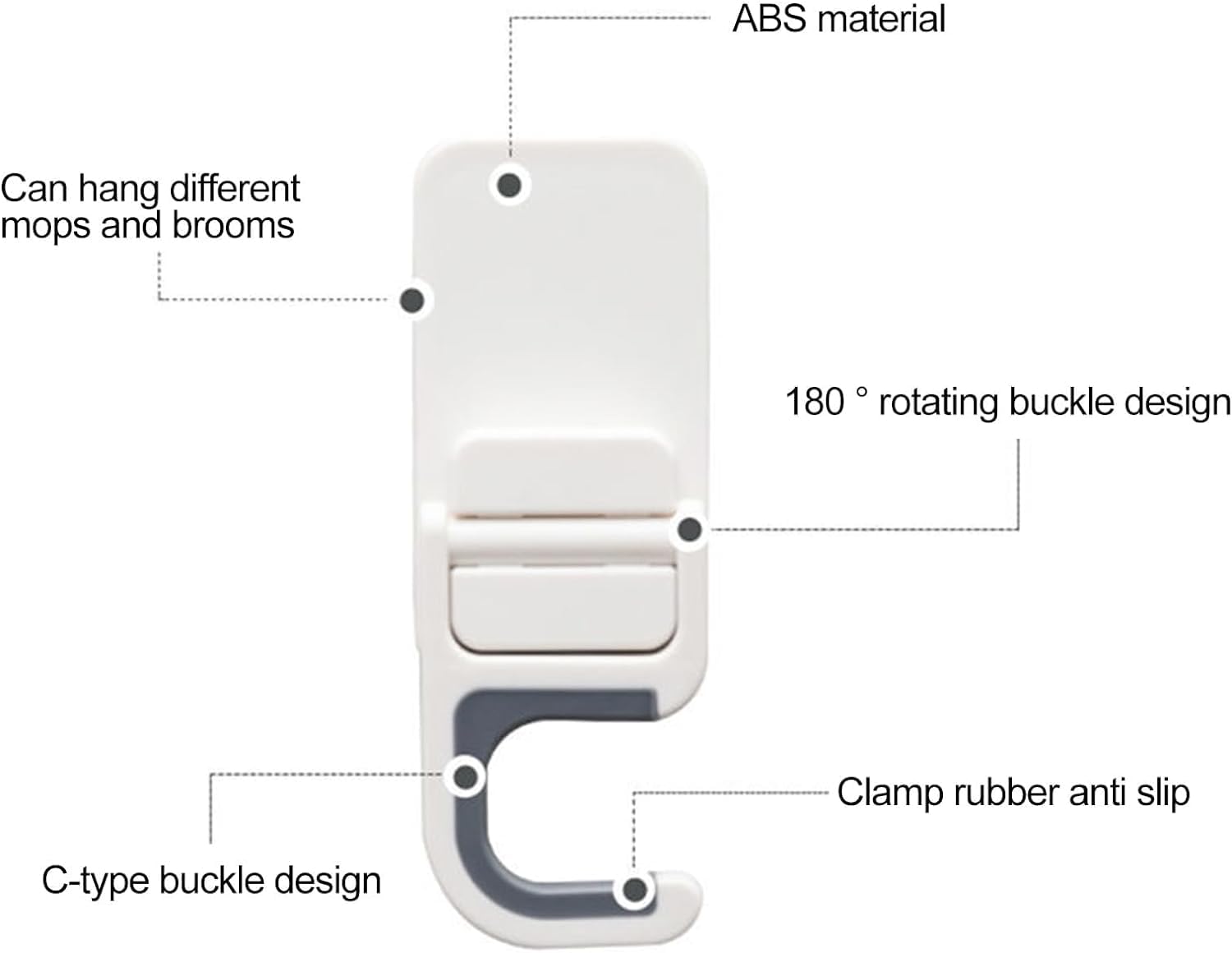 4/6/8PCS Peel and Stick Mop & Broom Holders, Mop and Broom Wall Holder Peel and Stick, Broom And Mop Organizer Wall Hanging, Broom Holder Wall Mount Self Adhesive, Broom Closet Organizer Hooks (4PCS)