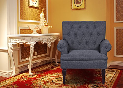 Container Furniture Direct S5248-L Maguire Linen Upholstered Contemporary Classic Tufted Loveseat, Dark Grey