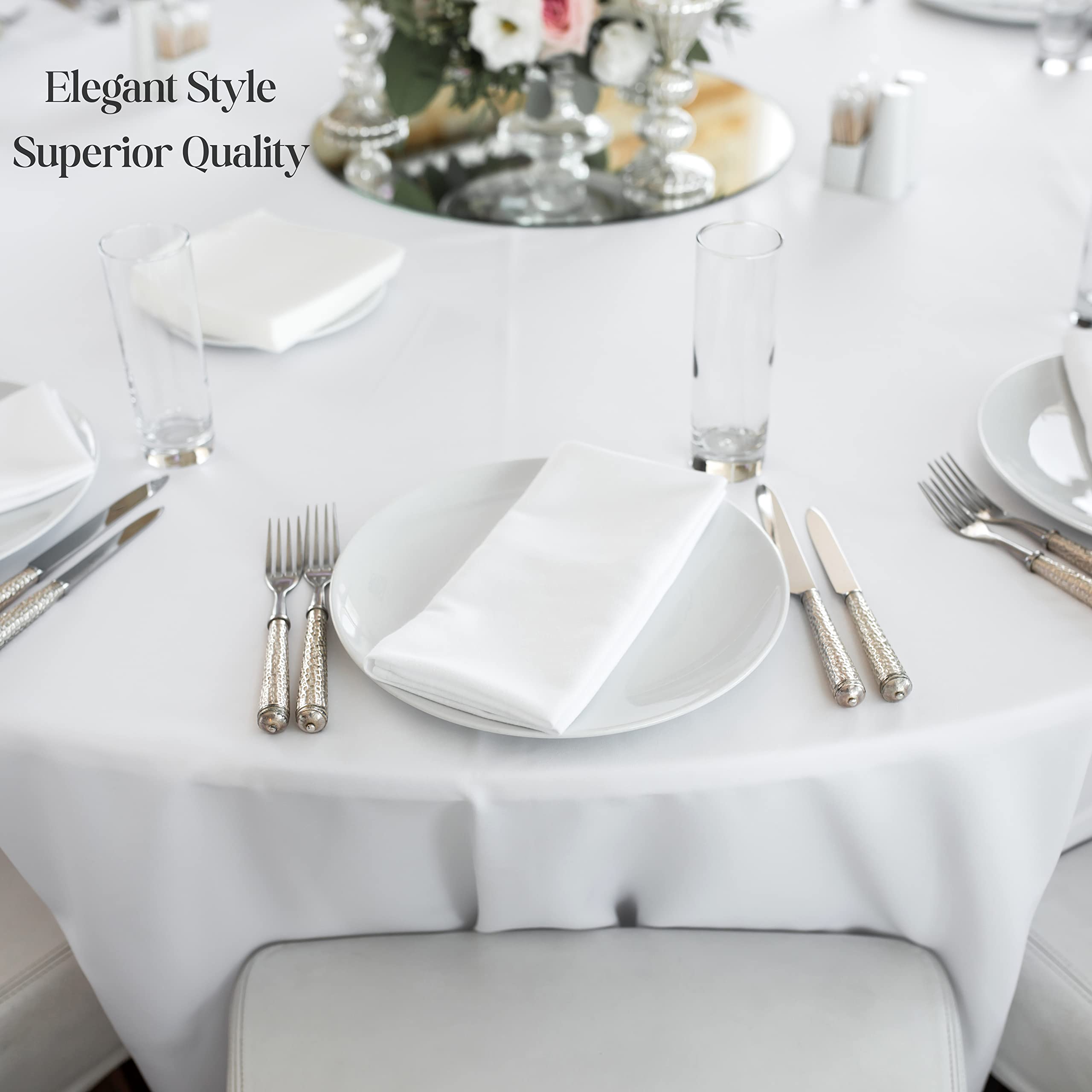 6-Pack White Round Paper Tablecloths β 82in Paper Table Cloths for Parties Disposable β Linen Like Disposable White Tablecloth Round Cover with Plastic Backing