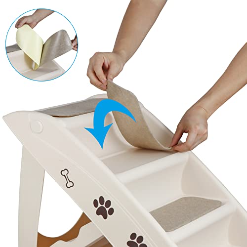 Dog Stairs to Bed Pet Stairs Dog Steps for Small Dogs Washable Carpet Pet Stairs for High Bed Foldable Plastic Pet Steps