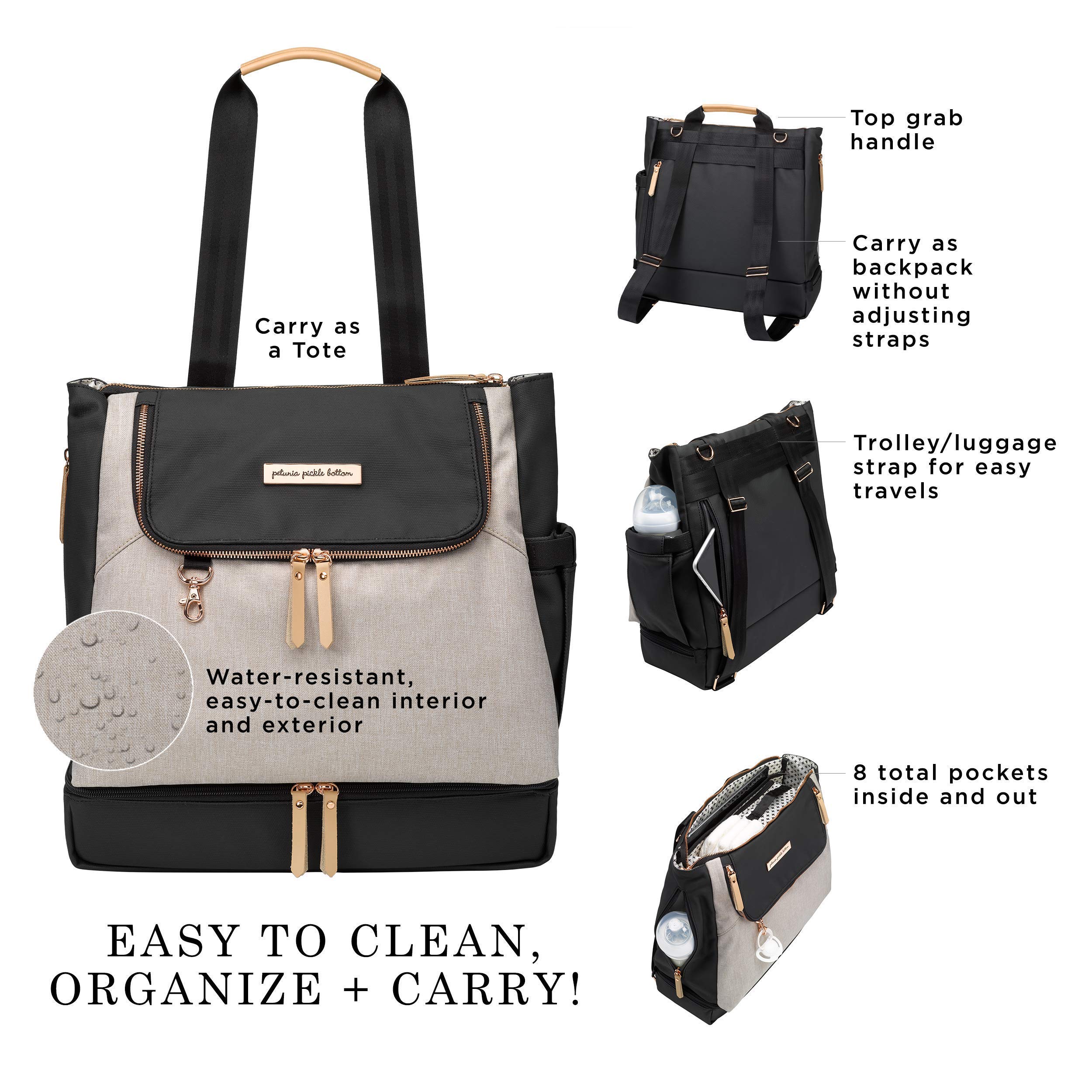 Petunia Pickle Bottom - Pivot Backpack (Sand/Black) + Diaper Clutch (Leopard) Bundle