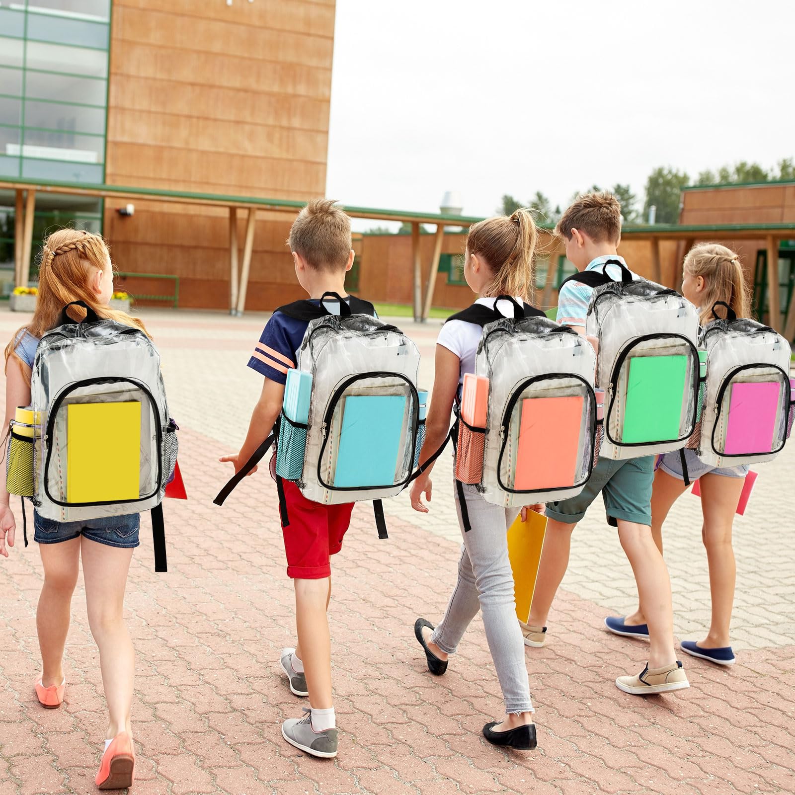 24 Pcs Clear Backpack Heavy Duty Clear Bookbags Clear Backpack Stadium Approved 16 Transparent See Through Backpacks for Stadium, Concert, Sports, Work, School, Security