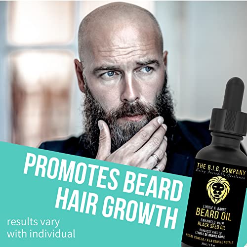 Beard Oil for Men - Beard Conditioner is a Softener for Coarse Dry Beards - Supports Natural Growth - Enhanced with Black Seed Oil - Eliminates Dandruff - Regal Vanilla Scented - The B.I.G. Company