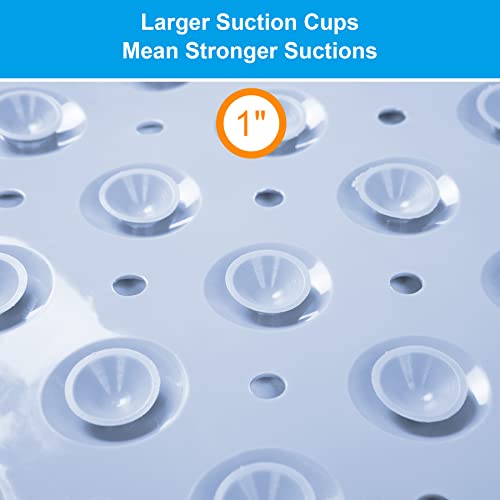 AmazerBath Baby Blue Bathtub Mat Non Slip Bath Mat for Tub, 40 x 16 Inches Bath & Shower Safety Mats with Suction Cups and Drain Holes, Extra Large Shower Mat