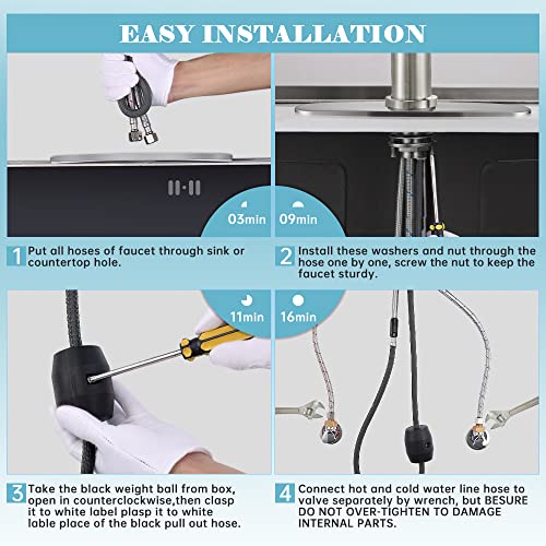 ARRISEA Bar Faucets, RV Faucets, Double Bowl Kitchen Sink Faucet with 10'' Deck Plate, Brushed Nickel Single Handle Laundry Sink Faucet with Three Modes Sprayer, Farmhouse Tap, Outdoor Sink Tap