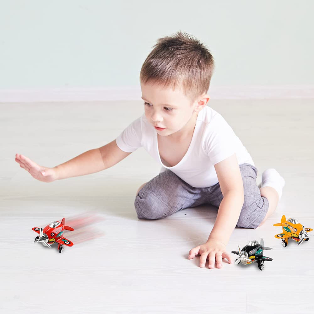 ArtCreativity Diecast Skyshark Planes with Pullback Mechanism, Set of 3, Diecast Metal Jet Plane Toys for Boys, Pull Back Airplane Party Favors, Goodie Bag Fillers for Kids